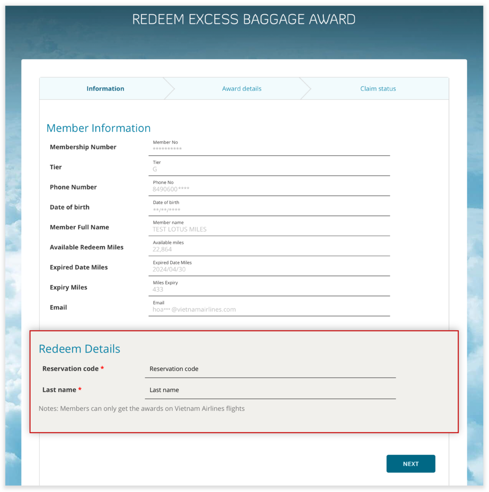 Redeem miles for baggage awards | Lotusmiles | Vietnam Airlines