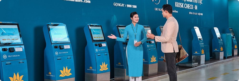 自動チェックイン機では、座席選択と搭乗券を受取ることができます。