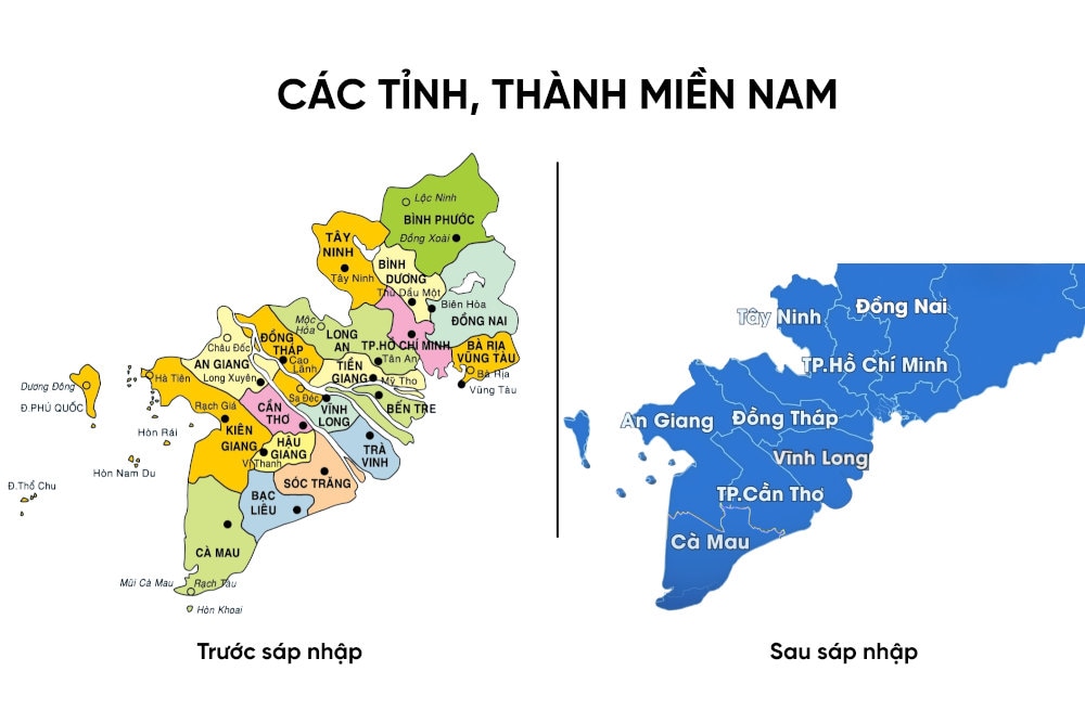 Bản đồ miền Nam sau sáp nhập [Cập nhật mới nhất 07/2025]